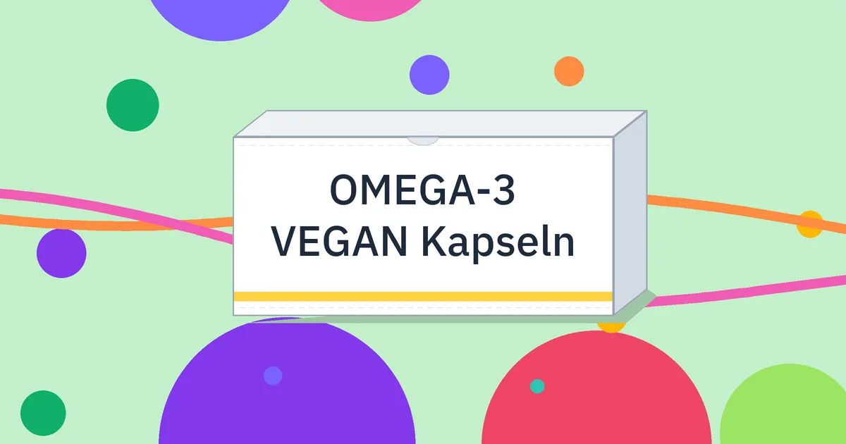 Symbolbild: Packung mit der Aufschrift OMEGA-3 VEGAN Kapseln (PZN 19404390) – Verfügbarkeit und Bezug in Apotheken in Frankfurt am Main