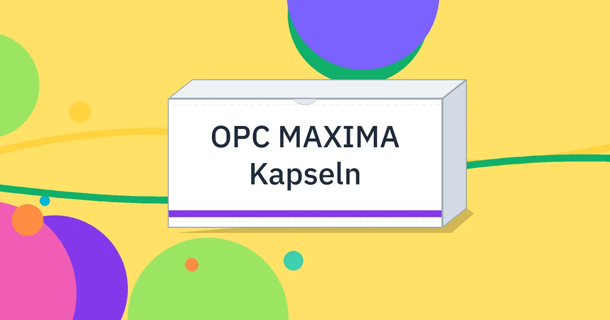 Symbolbild: Packung mit der Aufschrift OPC MAXIMA Kapseln (PZN 00833042) – Verfügbarkeit und Bezug in Apotheken in Frankfurt am Main