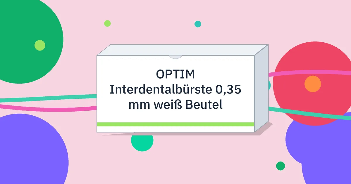 Symbolbild: Packung mit der Aufschrift OPTIM Interdentalbürste 0,35 mm weiß Beutel (PZN 16237715) – Verfügbarkeit und Bezug in Apotheken in Frankfurt am Main