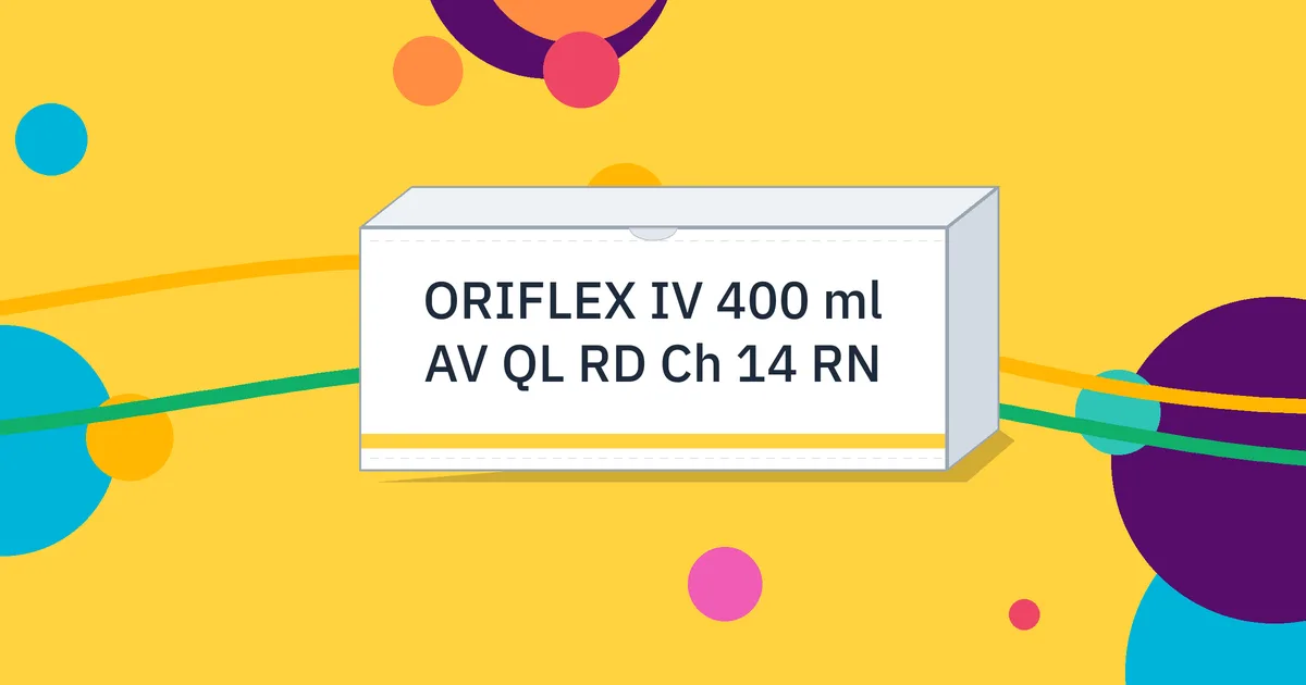 Symbolbild: Packung mit der Aufschrift ORIFLEX IV 400 ml AV QL RD Ch 14 RN (PZN 17486490) – Verfügbarkeit und Bezug in Apotheken in Frankfurt am Main
