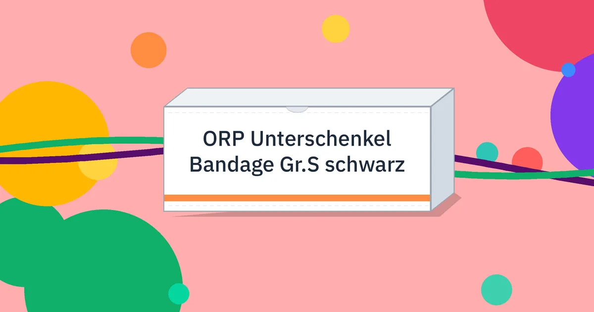 Symbolbild: Packung mit der Aufschrift ORP Unterschenkel Bandage Gr.S schwarz (PZN 04903236) – Verfügbarkeit und Bezug in Apotheken in Frankfurt am Main