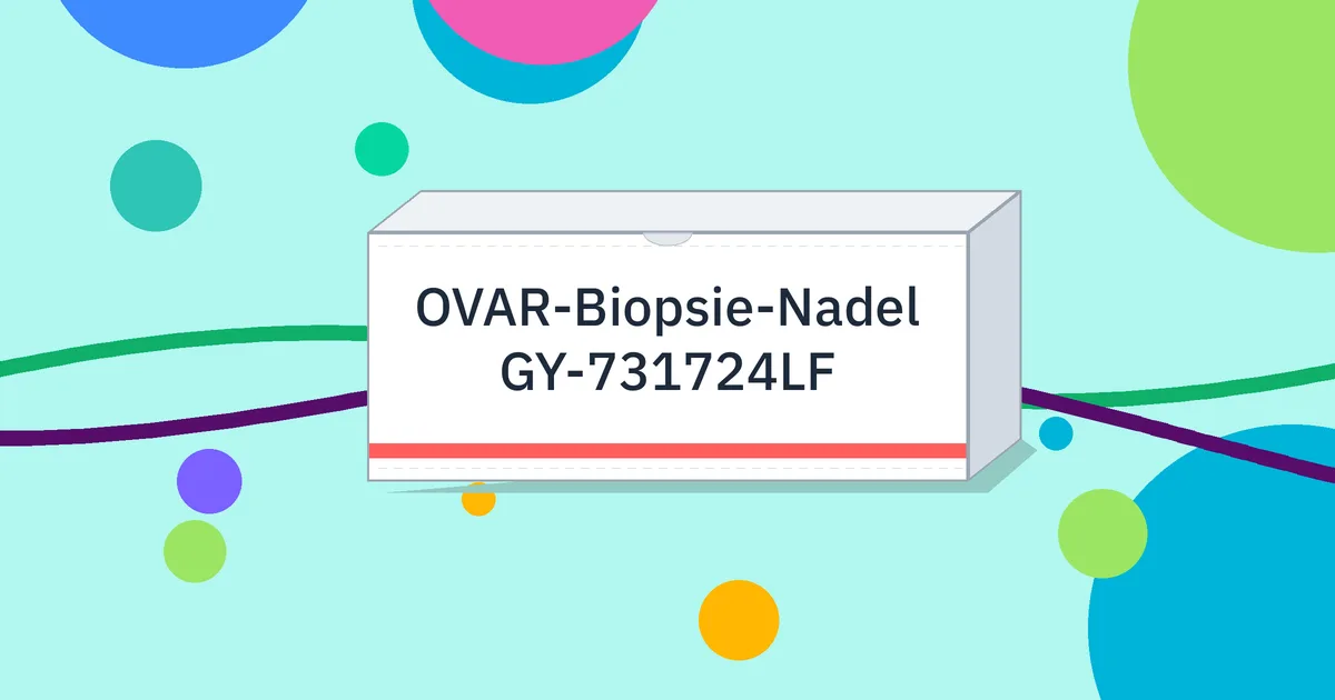 Symbolbild: Packung mit der Aufschrift OVAR-Biopsie-Nadel GY-731724LF (PZN 18181597) – Verfügbarkeit und Bezug in Apotheken in Frankfurt am Main
