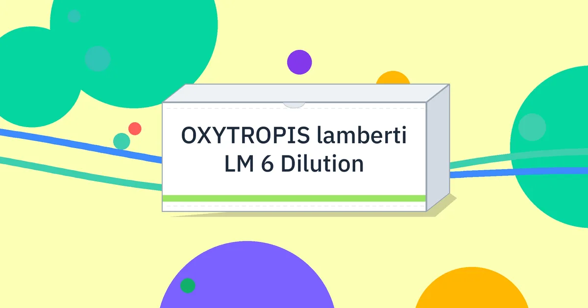 Symbolbild: Packung mit der Aufschrift OXYTROPIS lamberti LM 6 Dilution (PZN 13629780) – Verfügbarkeit und Bezug in Apotheken in Frankfurt am Main