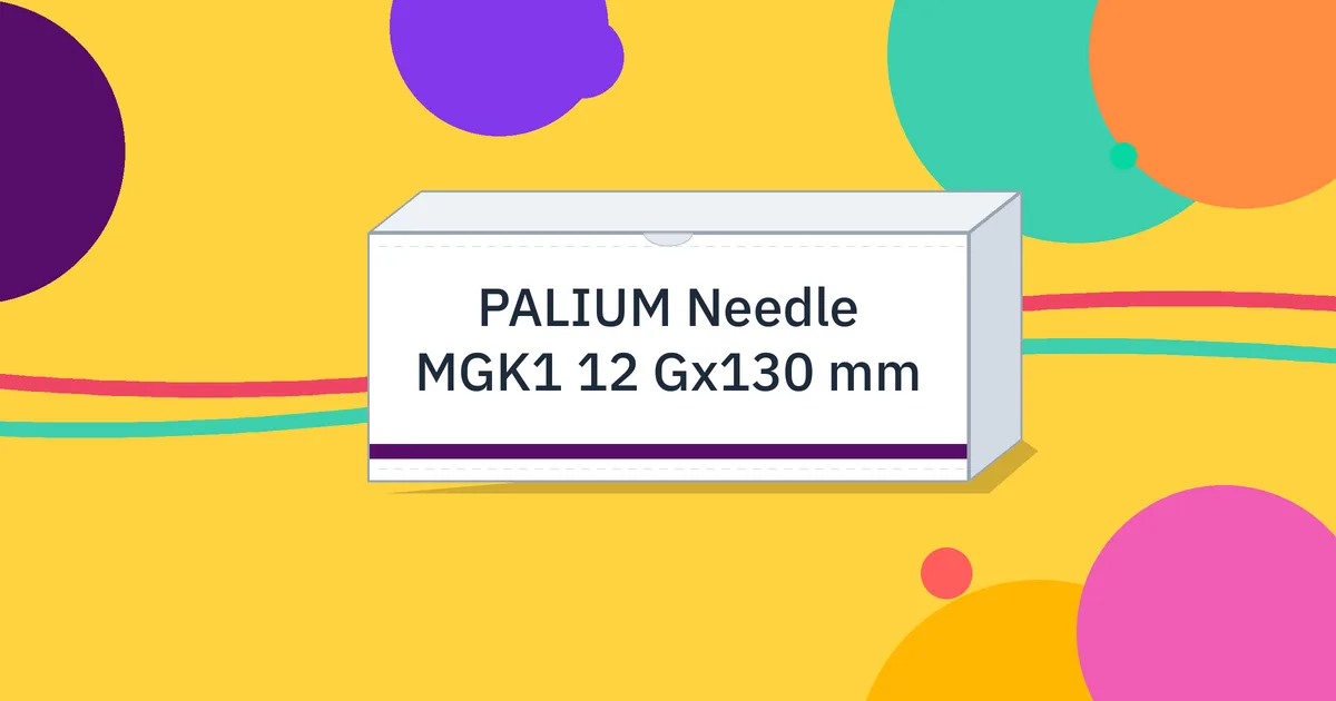 Symbolbild: Packung mit der Aufschrift PALIUM Needle MGK1 12 Gx130 mm (PZN 14383631) – Verfügbarkeit und Bezug in Apotheken in Frankfurt am Main