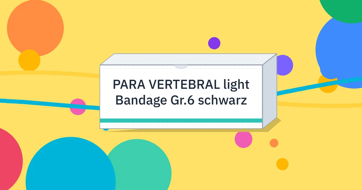 Symbolbild: Packung mit der Aufschrift PARA VERTEBRAL light Bandage Gr.6 schwarz (PZN 10003790) – Verfügbarkeit und Bezug in Apotheken in Frankfurt am Main