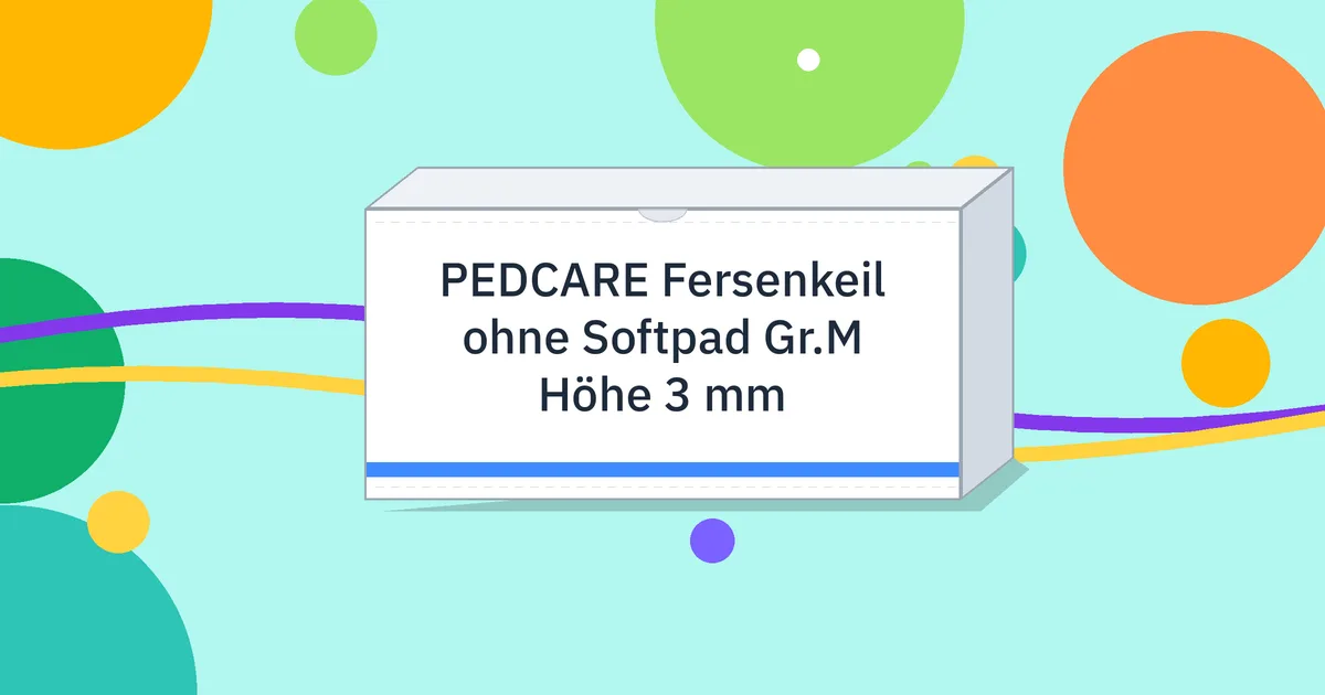 Symbolbild: Packung mit der Aufschrift PEDCARE Fersenkeil ohne Softpad Gr.M Höhe 3 mm (PZN 13964018) – Verfügbarkeit und Bezug in Apotheken in Frankfurt am Main