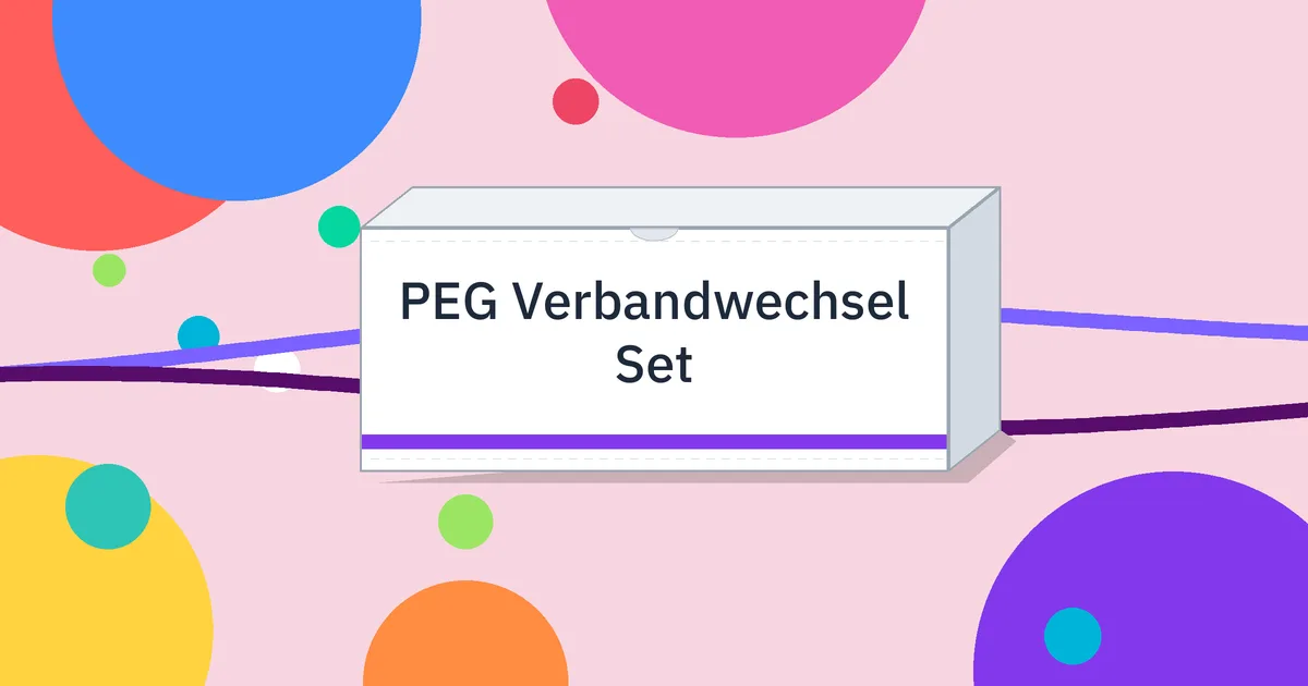 Symbolbild: Packung mit der Aufschrift PEG Verbandwechsel Set (PZN 18003128) – Verfügbarkeit und Bezug in Apotheken in Frankfurt am Main