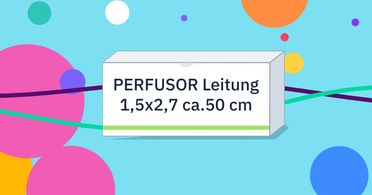 Symbolbild: Packung mit der Aufschrift PERFUSOR Leitung 1,5x2,7 ca.50 cm (PZN 06100429) – Verfügbarkeit und Bezug in Apotheken in Frankfurt am Main