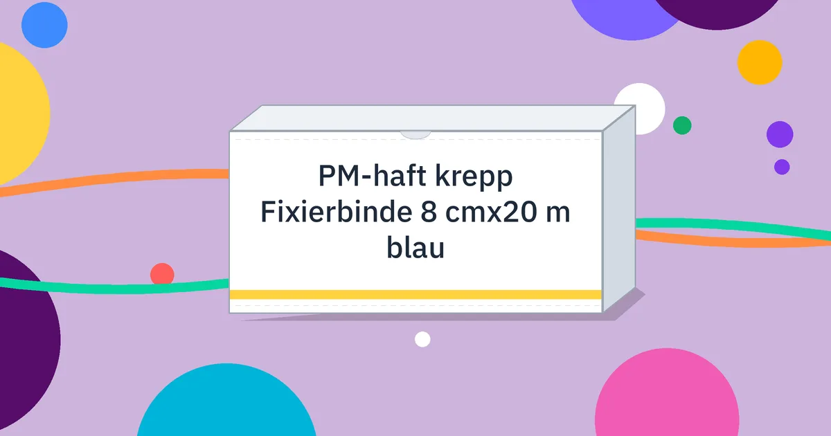 Symbolbild: Packung mit der Aufschrift PM-haft krepp Fixierbinde 8 cmx20 m blau (PZN 18845672) – Verfügbarkeit und Bezug in Apotheken in Frankfurt am Main