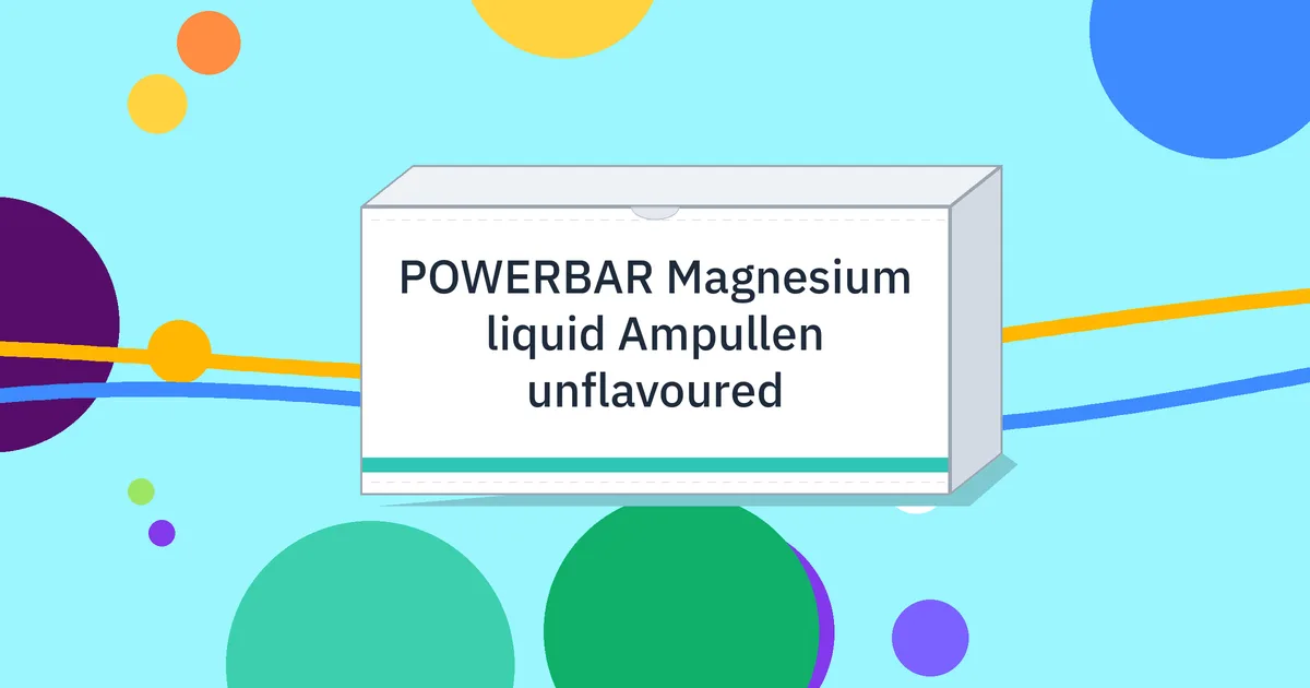 Symbolbild: Packung mit der Aufschrift POWERBAR Magnesium liquid Ampullen unflavoured (PZN 19858501) – Verfügbarkeit und Bezug in Apotheken in Frankfurt am Main