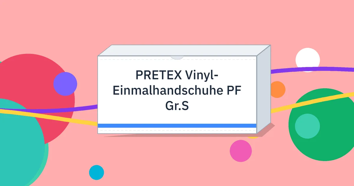 Symbolbild: Packung mit der Aufschrift PRETEX Vinyl-Einmalhandschuhe PF Gr.S (PZN 14358047) – Verfügbarkeit und Bezug in Apotheken in Frankfurt am Main