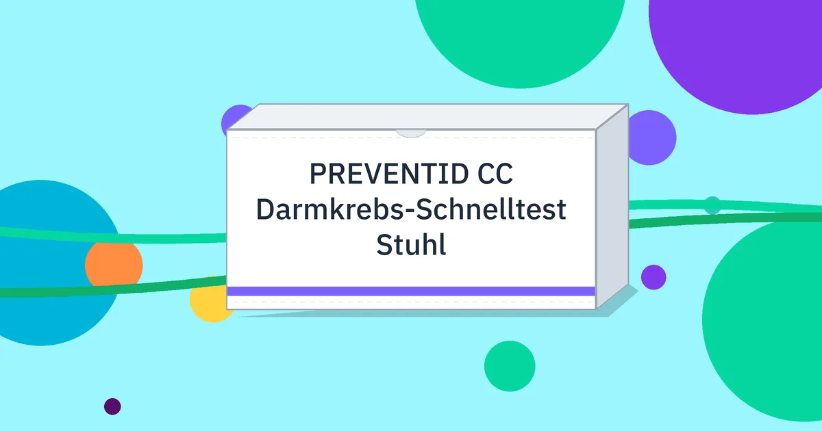 Symbolbild: Packung mit der Aufschrift PREVENTID CC Darmkrebs-Schnelltest Stuhl (PZN 18225834) – Verfügbarkeit und Bezug in Apotheken in Frankfurt am Main