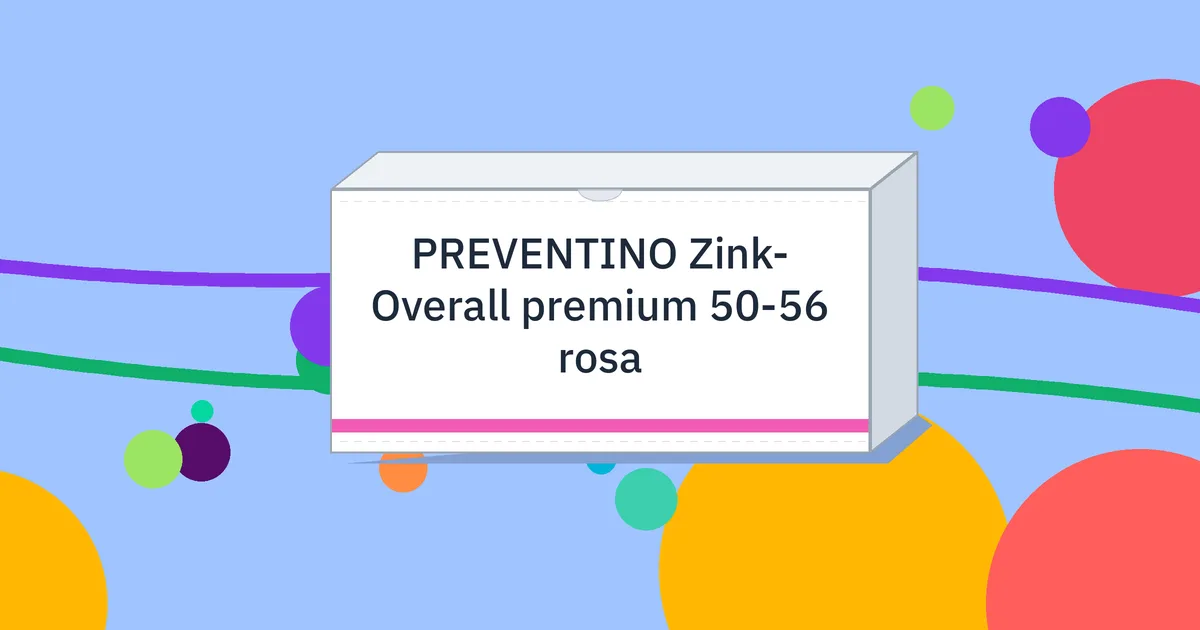 Symbolbild: Packung mit der Aufschrift PREVENTINO Zink-Overall premium 50-56 rosa (PZN 12446592) – Verfügbarkeit und Bezug in Apotheken in Frankfurt am Main
