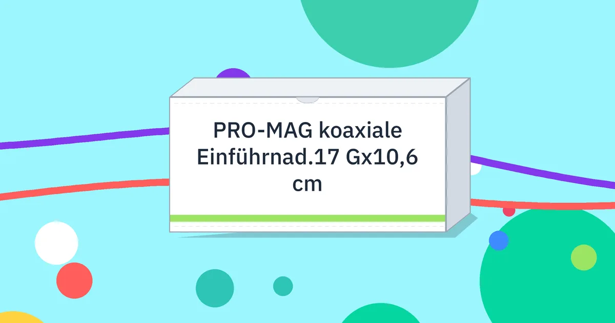 Symbolbild: Packung mit der Aufschrift PRO-MAG koaxiale Einführnad.17 Gx10,6 cm (PZN 06769109) – Verfügbarkeit und Bezug in Apotheken in Frankfurt am Main