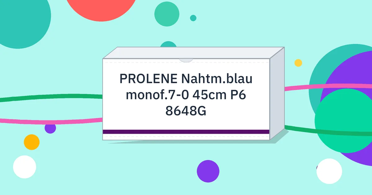 Symbolbild: Packung mit der Aufschrift PROLENE Nahtm.blau monof.7-0 45cm P6 8648G (PZN 16628290) – Verfügbarkeit und Bezug in Apotheken in Frankfurt am Main