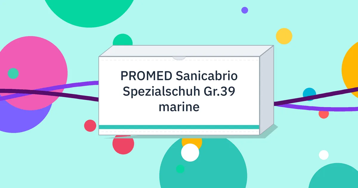 Symbolbild: Packung mit der Aufschrift PROMED Sanicabrio Spezialschuh Gr.39 marine (PZN 19274349) – Verfügbarkeit und Bezug in Apotheken in Frankfurt am Main