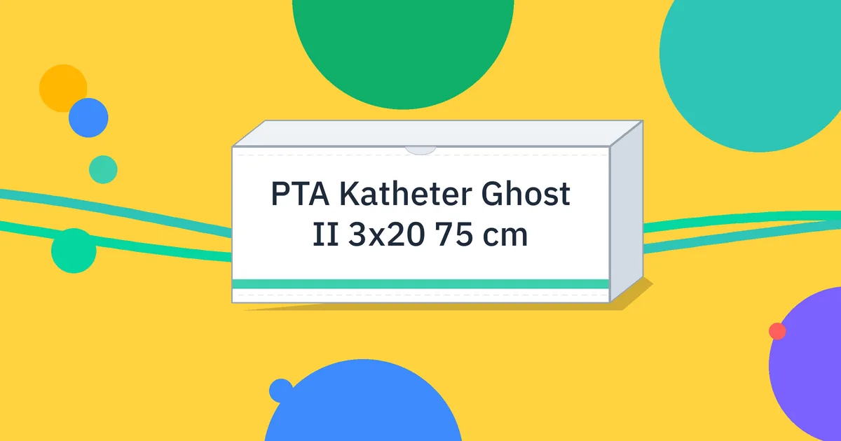 Symbolbild: Packung mit der Aufschrift PTA Katheter Ghost II 3x20 75 cm (PZN 00115499) – Verfügbarkeit und Bezug in Apotheken in Frankfurt am Main