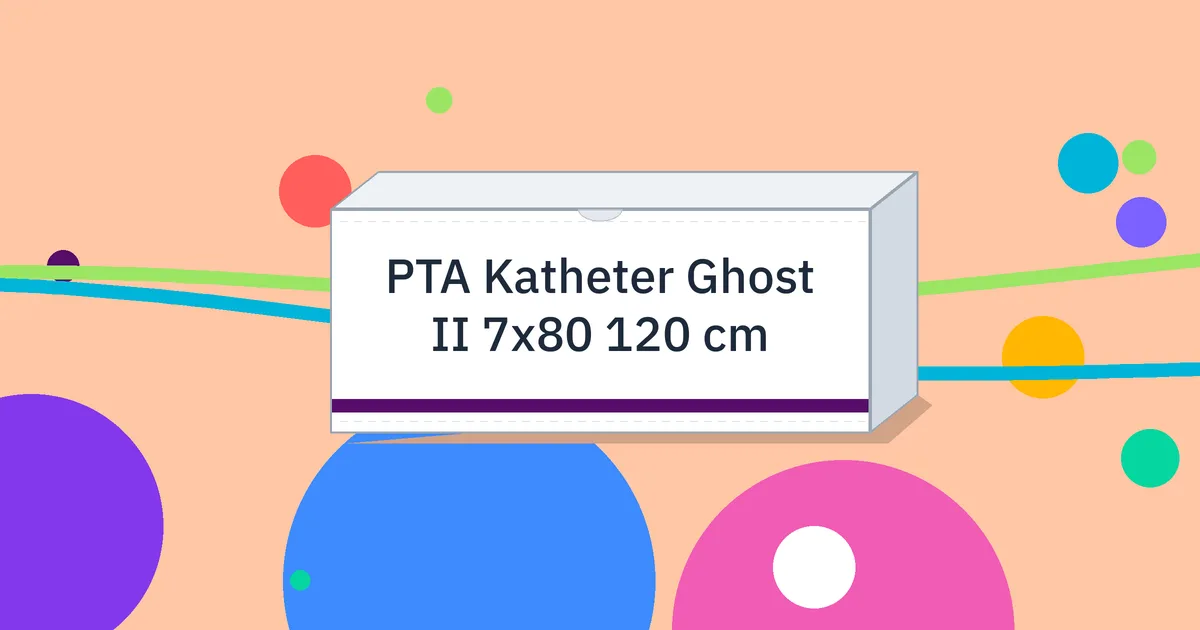 Symbolbild: Packung mit der Aufschrift PTA Katheter Ghost II 7x80 120 cm (PZN 00108594) – Verfügbarkeit und Bezug in Apotheken in Frankfurt am Main