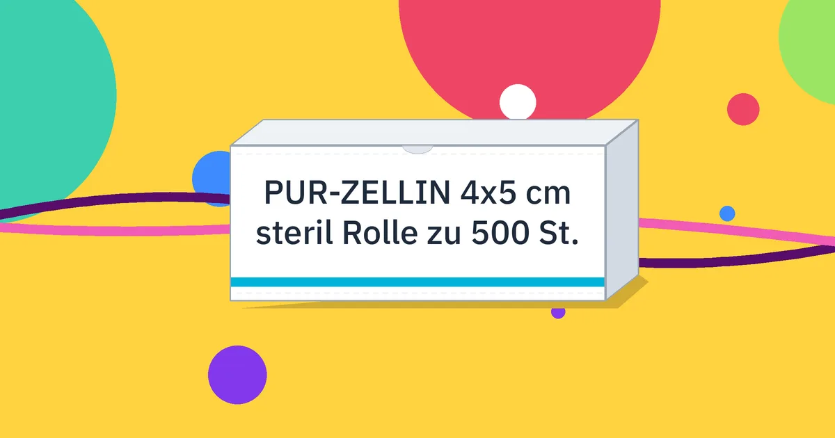 Symbolbild: Packung mit der Aufschrift PUR-ZELLIN 4x5 cm steril Rolle zu 500 St. (PZN 09395773) – Verfügbarkeit und Bezug in Apotheken in Frankfurt am Main