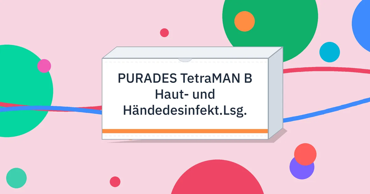 Symbolbild: Packung mit der Aufschrift PURADES TetraMAN B Haut- und Händedesinfekt.Lsg. (PZN 14005389) – Verfügbarkeit und Bezug in Apotheken in Frankfurt am Main