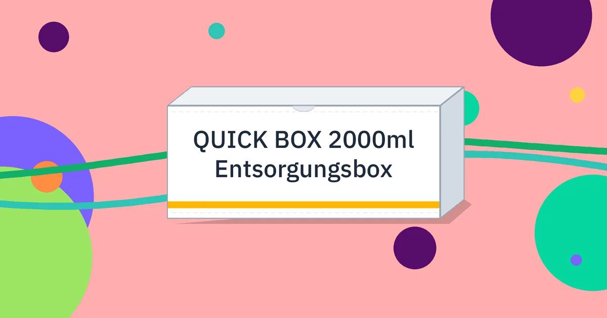 Symbolbild: Packung mit der Aufschrift QUICK BOX 2000ml Entsorgungsbox (PZN 16734069) – Verfügbarkeit und Bezug in Apotheken in Frankfurt am Main