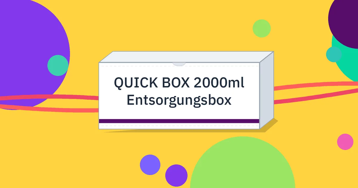 Symbolbild: Packung mit der Aufschrift QUICK BOX 2000ml Entsorgungsbox (PZN 09239240) – Verfügbarkeit und Bezug in Apotheken in Frankfurt am Main
