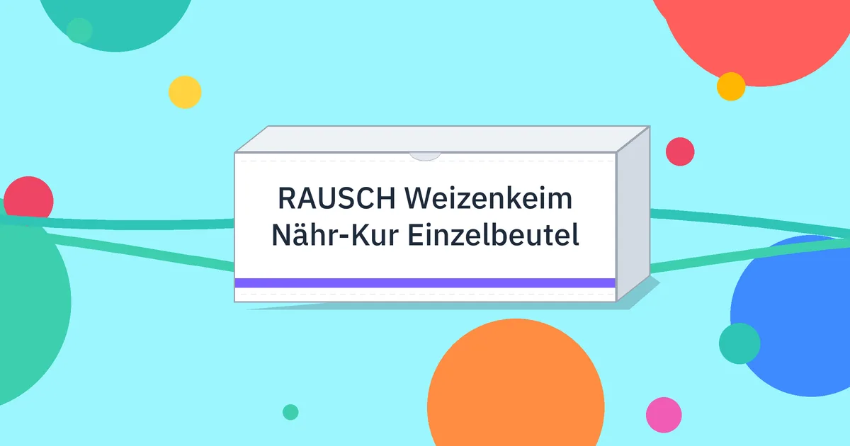 Symbolbild: Packung mit der Aufschrift RAUSCH Weizenkeim Nähr-Kur Einzelbeutel (PZN 13059012) – Verfügbarkeit und Bezug in Apotheken in Frankfurt am Main