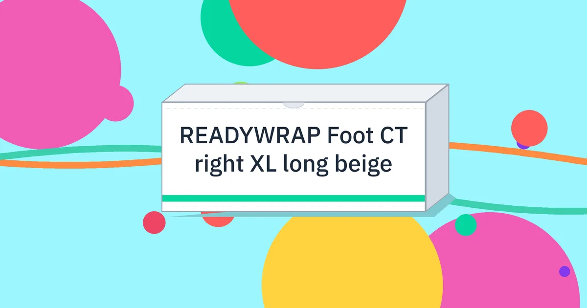Symbolbild: Packung mit der Aufschrift READYWRAP Foot CT right XL long beige (PZN 18009289) – Verfügbarkeit und Bezug in Apotheken in Frankfurt am Main