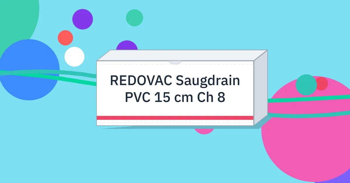 Symbolbild: Packung mit der Aufschrift REDOVAC Saugdrain PVC 15 cm Ch 8 (PZN 08827354) – Verfügbarkeit und Bezug in Apotheken in Frankfurt am Main