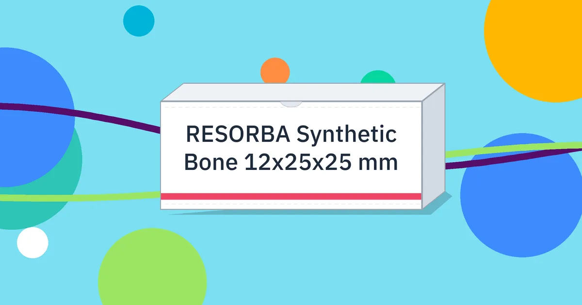 Symbolbild: Packung mit der Aufschrift RESORBA Synthetic Bone 12x25x25 mm (PZN 16857375) – Verfügbarkeit und Bezug in Apotheken in Frankfurt am Main