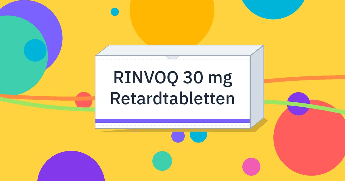 Symbolbild: Packung mit der Aufschrift RINVOQ 30 mg Retardtabletten (PZN 17397645) – Verfügbarkeit und Bezug in Apotheken in Frankfurt am Main
