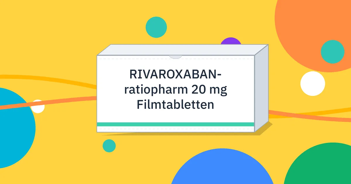 Symbolbild: Packung mit der Aufschrift RIVAROXABAN-ratiopharm 20 mg Filmtabletten (PZN 18826858) – Verfügbarkeit und Bezug in Apotheken in Frankfurt am Main