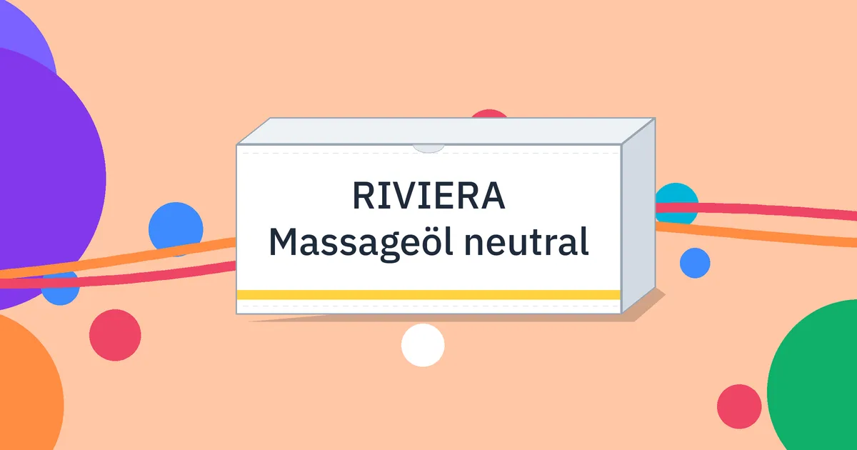 Symbolbild: Packung mit der Aufschrift RIVIERA Massageöl neutral (PZN 20893299) – Verfügbarkeit und Bezug in Apotheken in Frankfurt am Main
