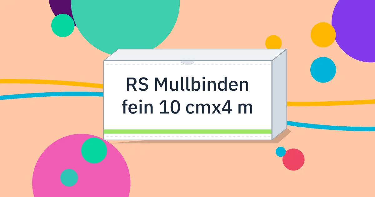 Symbolbild: Packung mit der Aufschrift RS Mullbinden fein 10 cmx4 m (PZN 02954459) – Verfügbarkeit und Bezug in Apotheken in Frankfurt am Main