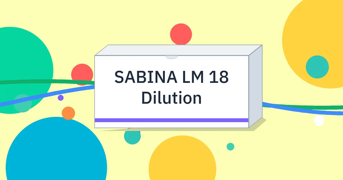 Symbolbild: Packung mit der Aufschrift SABINA LM 18 Dilution (PZN 09430676) – Verfügbarkeit und Bezug in Apotheken in Frankfurt am Main