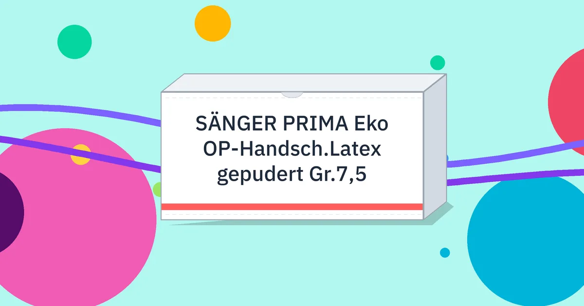 Symbolbild: Packung mit der Aufschrift SÄNGER PRIMA Eko OP-Handsch.Latex gepudert Gr.7,5 (PZN 04533420) – Verfügbarkeit und Bezug in Apotheken in Frankfurt am Main