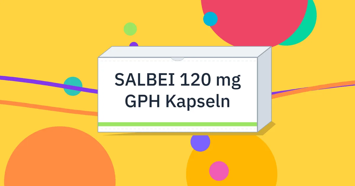 Symbolbild: Packung mit der Aufschrift SALBEI 120 mg GPH Kapseln (PZN 07351010) – Verfügbarkeit und Bezug in Apotheken in Frankfurt am Main