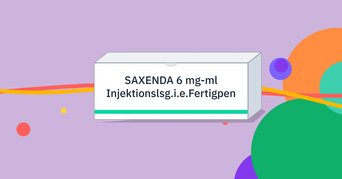 Symbolbild: Packung mit der Aufschrift SAXENDA 6 mg-ml Injektionslsg.i.e.Fertigpen (PZN 11304921) – Verfügbarkeit und Bezug in Apotheken in Frankfurt am Main