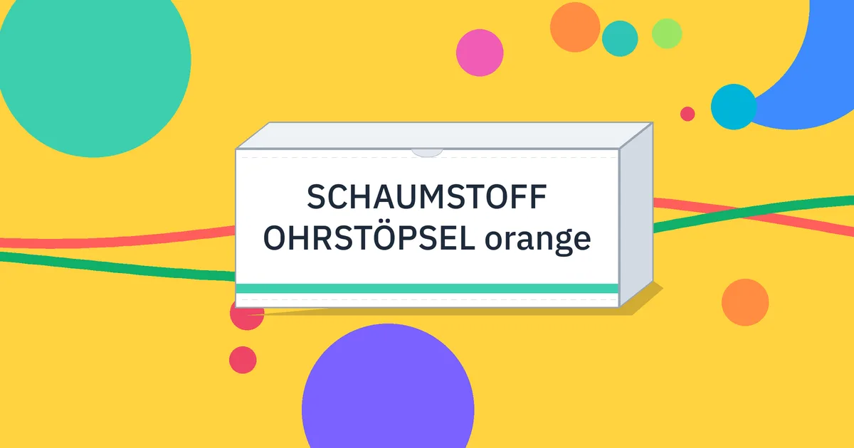 Symbolbild: Packung mit der Aufschrift SCHAUMSTOFF OHRSTÖPSEL orange (PZN 20577397) – Verfügbarkeit und Bezug in Apotheken in Frankfurt am Main