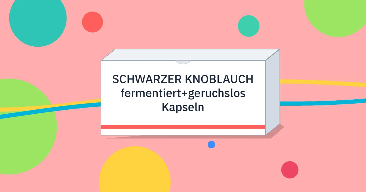 Symbolbild: Packung mit der Aufschrift SCHWARZER KNOBLAUCH fermentiert+geruchslos Kapseln (PZN 17448466) – Verfügbarkeit und Bezug in Apotheken in Frankfurt am Main