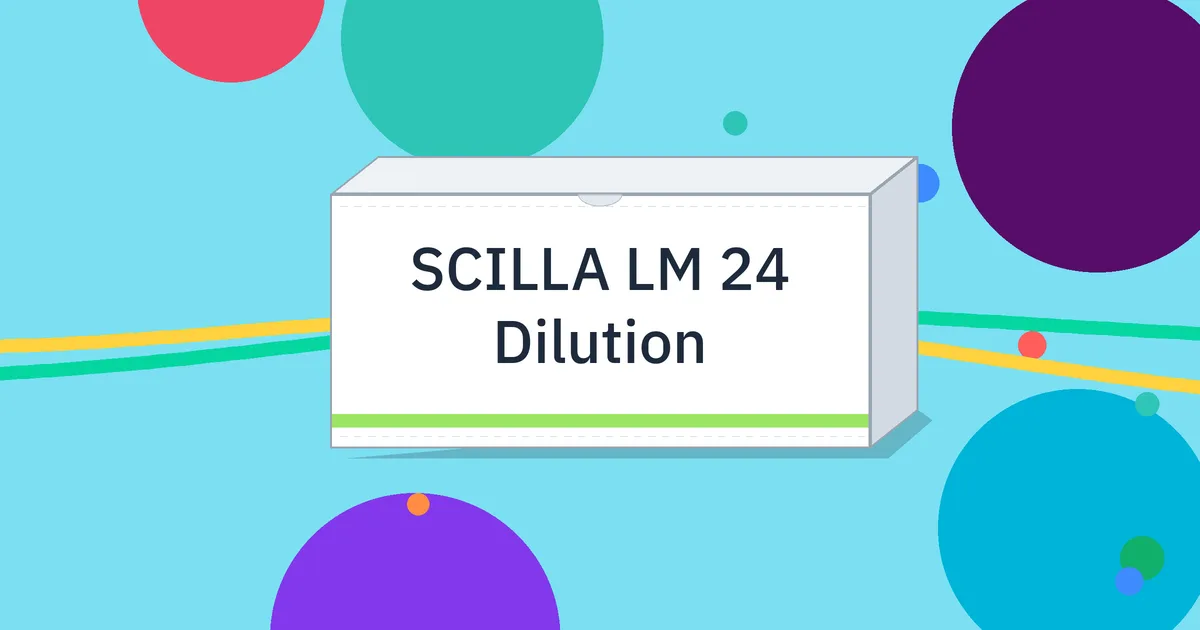 Symbolbild: Packung mit der Aufschrift SCILLA LM 24 Dilution (PZN 13184119) – Verfügbarkeit und Bezug in Apotheken in Frankfurt am Main