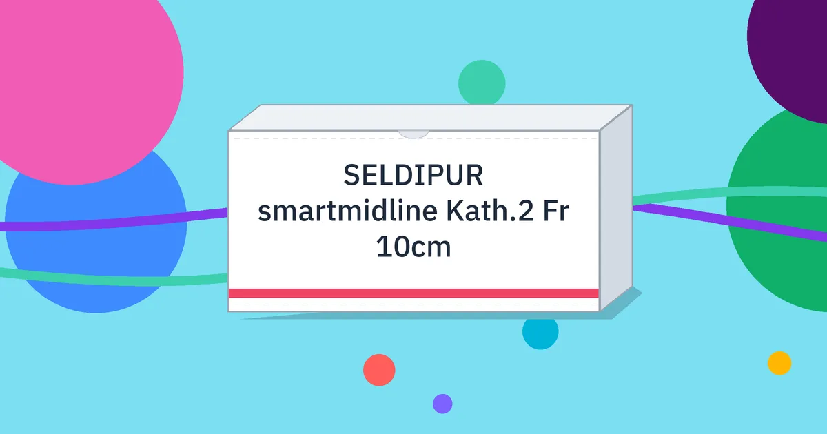 Symbolbild: Packung mit der Aufschrift SELDIPUR smartmidline Kath.2 Fr 10cm (PZN 15263107) – Verfügbarkeit und Bezug in Apotheken in Frankfurt am Main