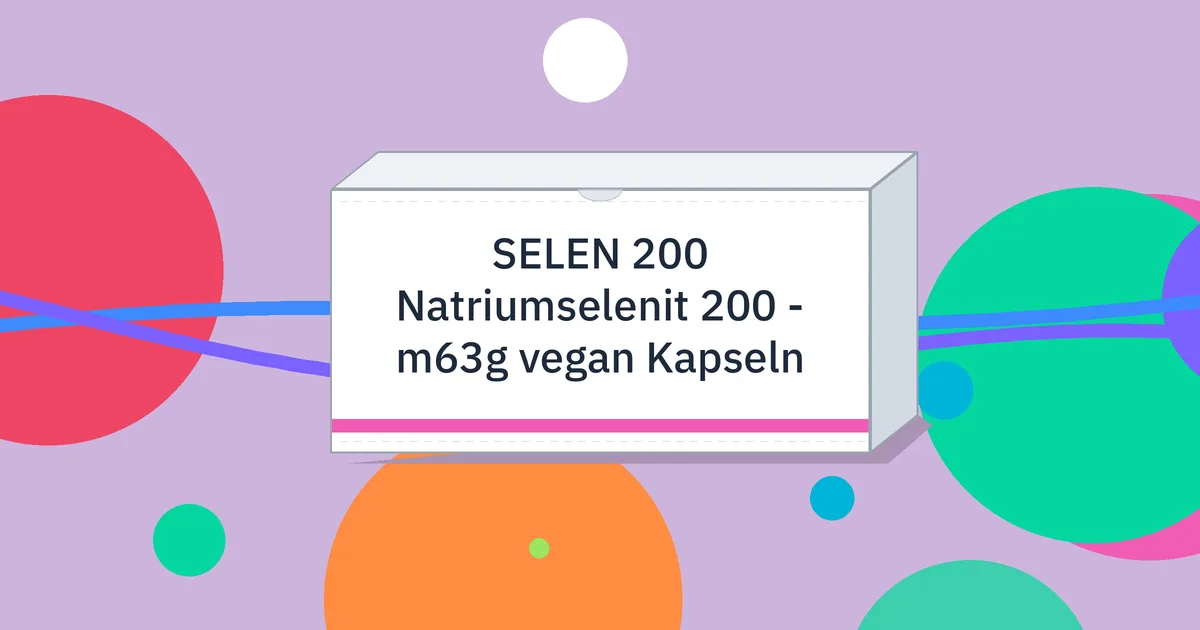 Symbolbild: Packung mit der Aufschrift SELEN 200 Natriumselenit 200 -m63g vegan Kapseln (PZN 16849915) – Verfügbarkeit und Bezug in Apotheken in Frankfurt am Main