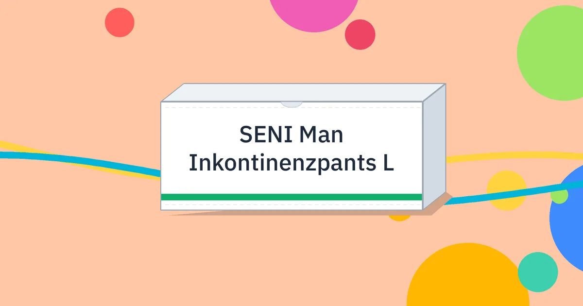 Symbolbild: Packung mit der Aufschrift SENI Man Inkontinenzpants L (PZN 18458142) – Verfügbarkeit und Bezug in Apotheken in Frankfurt am Main