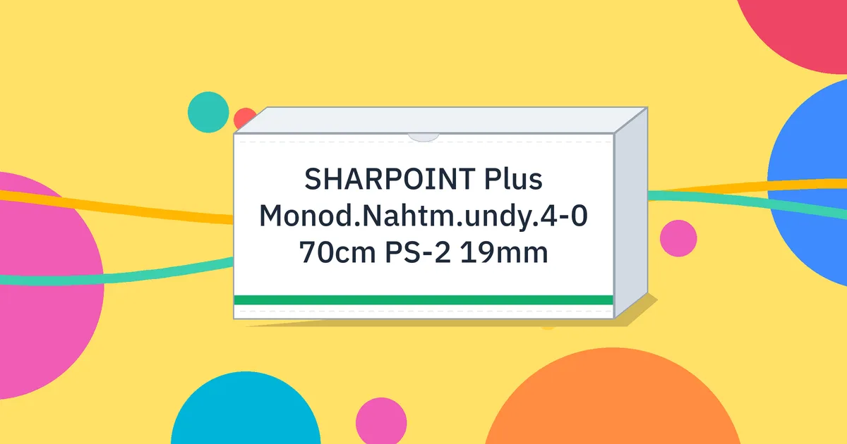 Symbolbild: Packung mit der Aufschrift SHARPOINT Plus Monod.Nahtm.undy.4-0 70cm PS-2 19mm (PZN 17986666) – Verfügbarkeit und Bezug in Apotheken in Frankfurt am Main
