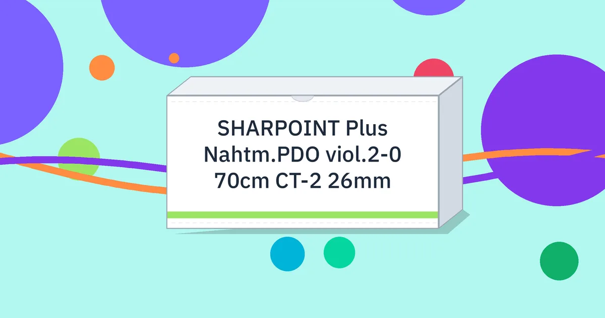Symbolbild: Packung mit der Aufschrift SHARPOINT Plus Nahtm.PDO viol.2-0 70cm CT-2 26mm (PZN 17994252) – Verfügbarkeit und Bezug in Apotheken in Frankfurt am Main