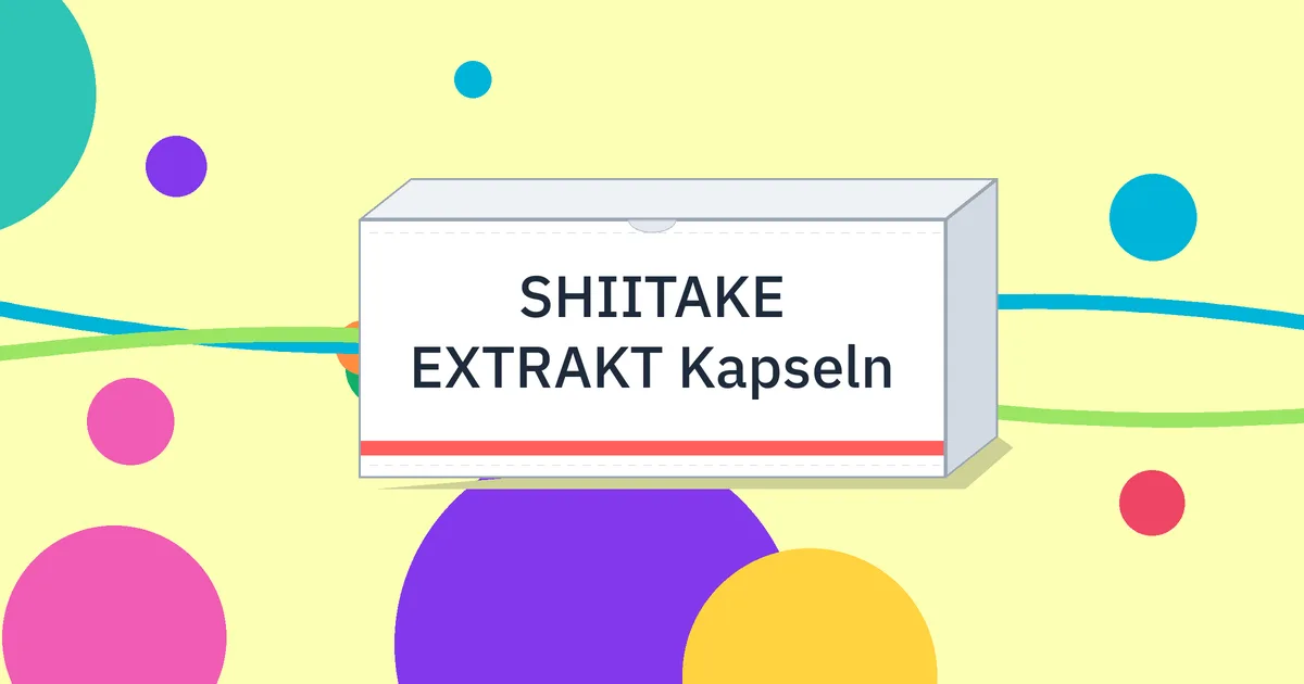 Symbolbild: Packung mit der Aufschrift SHIITAKE EXTRAKT Kapseln (PZN 10230853) – Verfügbarkeit und Bezug in Apotheken in Frankfurt am Main