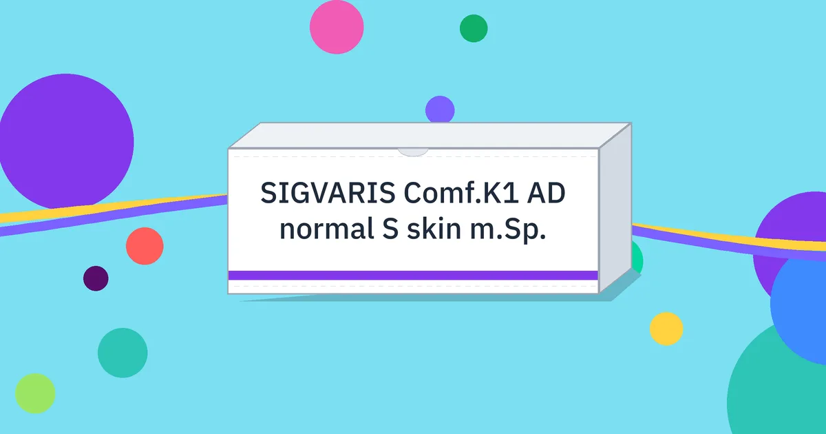 Symbolbild: Packung mit der Aufschrift SIGVARIS Comf.K1 AD normal S skin m.Sp. (PZN 17041925) – Verfügbarkeit und Bezug in Apotheken in Frankfurt am Main