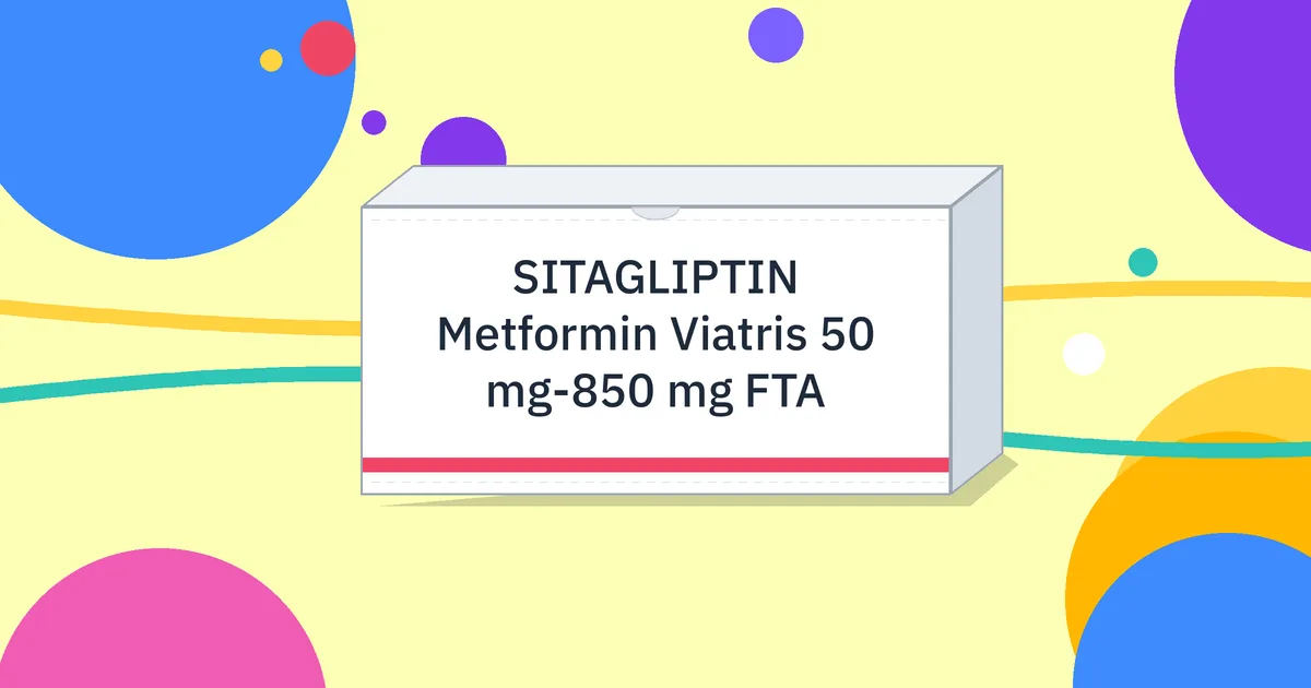 Symbolbild: Packung mit der Aufschrift SITAGLIPTIN Metformin Viatris 50 mg-850 mg FTA (PZN 19953197) – Verfügbarkeit und Bezug in Apotheken in Frankfurt am Main