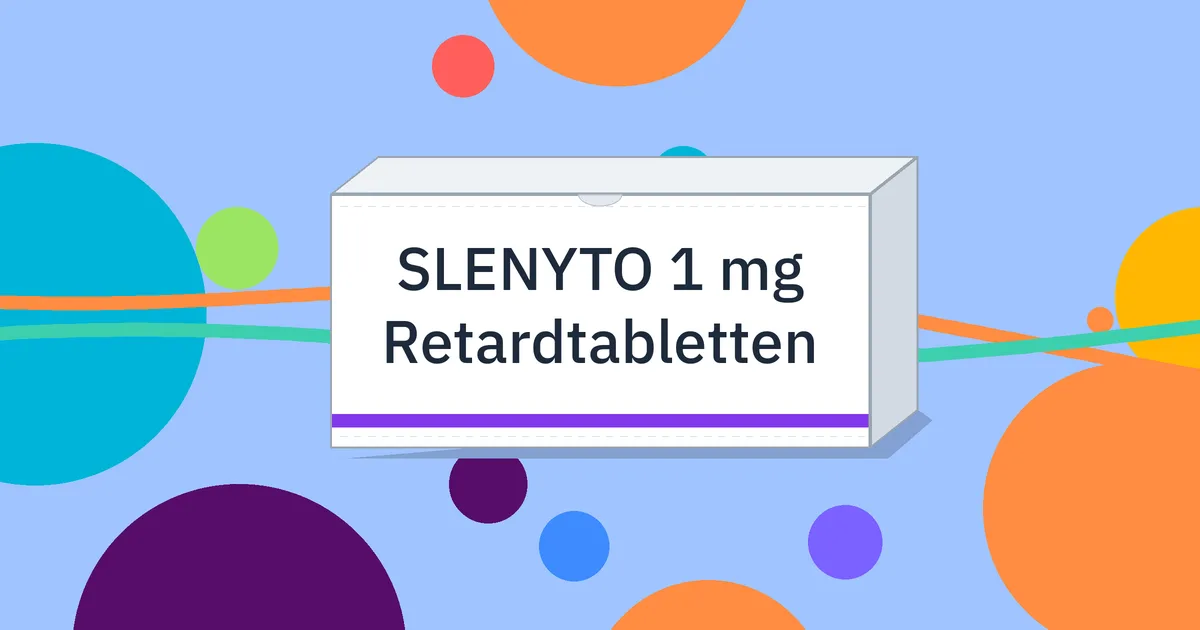 Symbolbild: Packung mit der Aufschrift SLENYTO 1 mg Retardtabletten (PZN 19448743) – Verfügbarkeit und Bezug in Apotheken in Frankfurt am Main